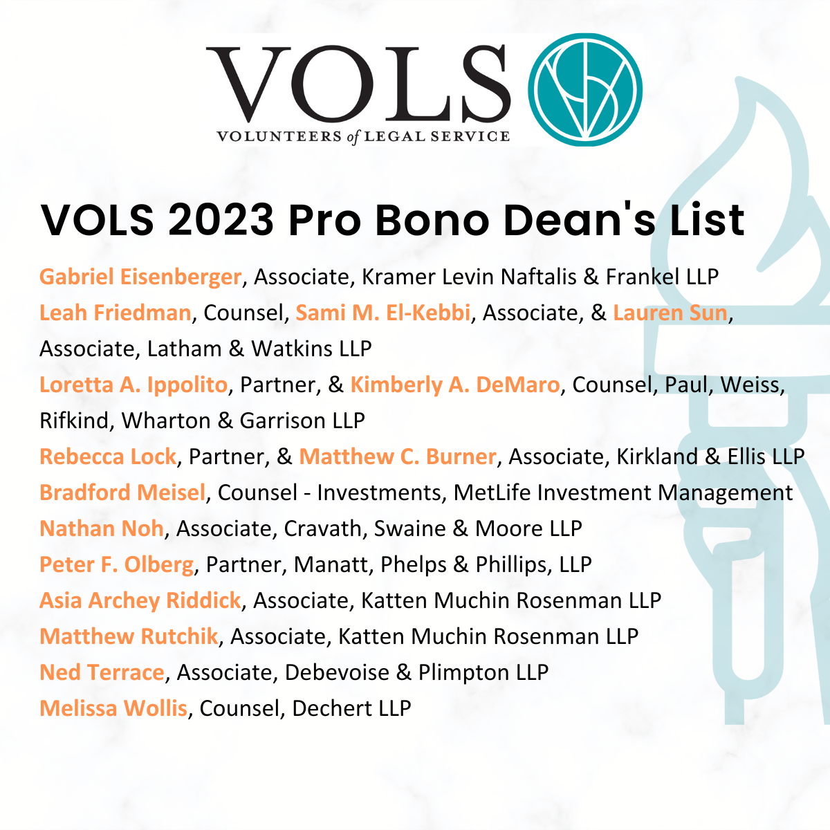 Volunteers of Legal Service Announces Its 2023 Pro Bono Dean’s List ...