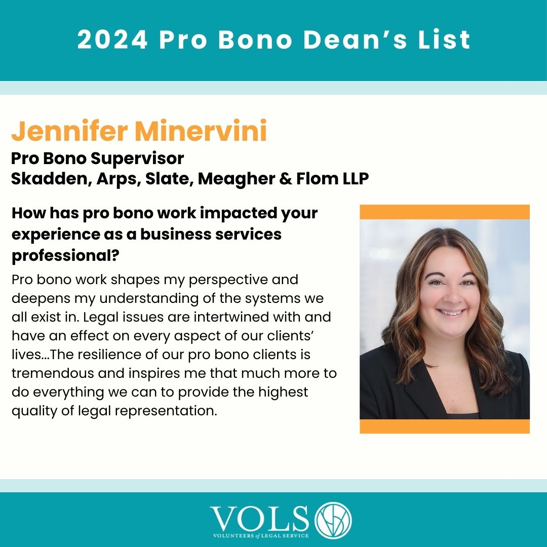 Volunteers of Legal Service Announces Its 2024 Pro Bono Dean’s List ...